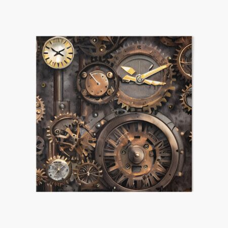 "Steampunk retro background with gears and clocks on rusty metal " Art ...
