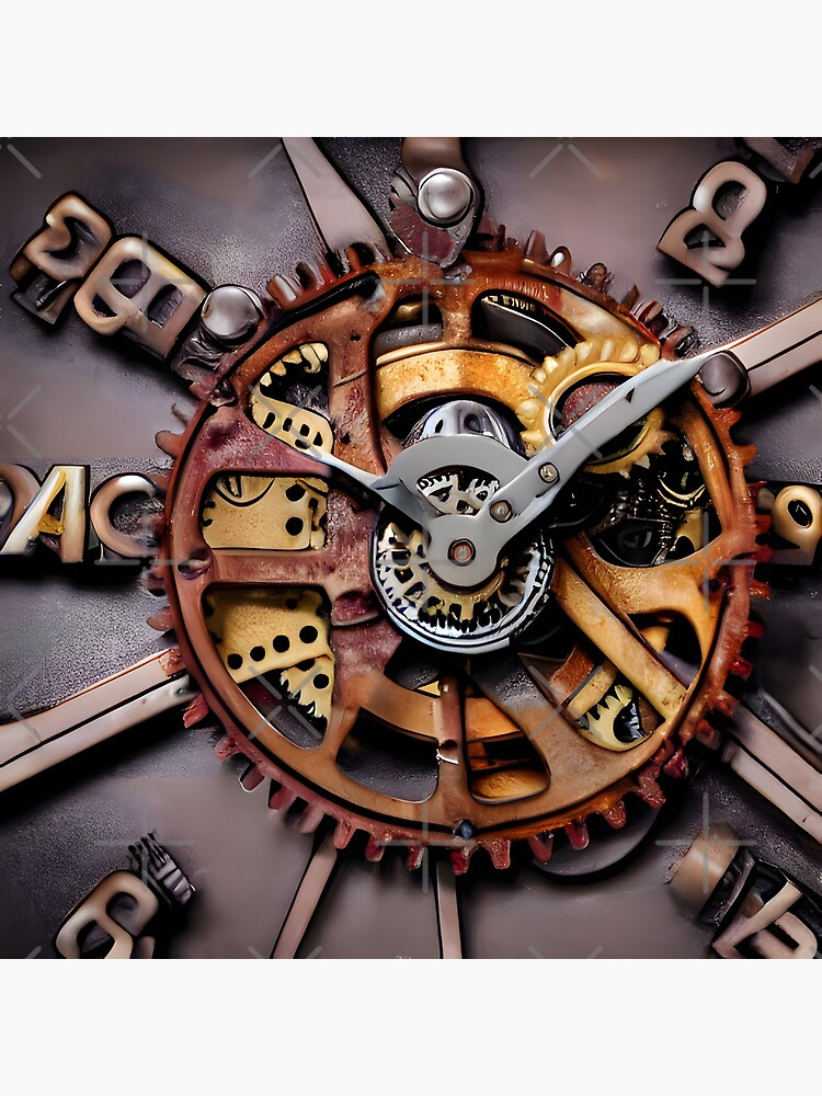 "Steampunk retro background with gears and clocks on rusty metal ...