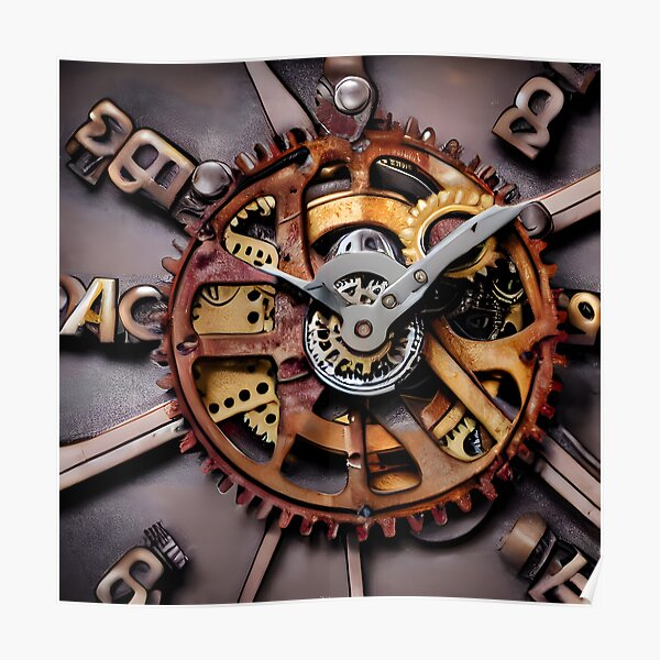 "Steampunk retro background with gears and clocks on rusty metal ...