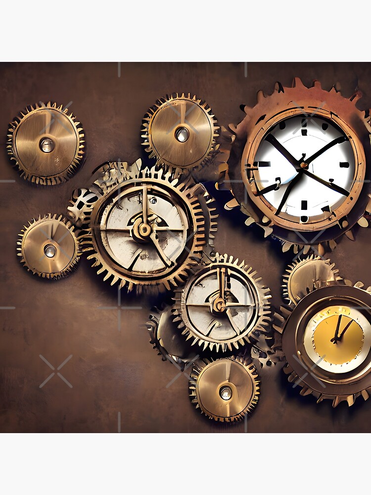 "Steampunk retro background with gears and clocks on rusty metal ...