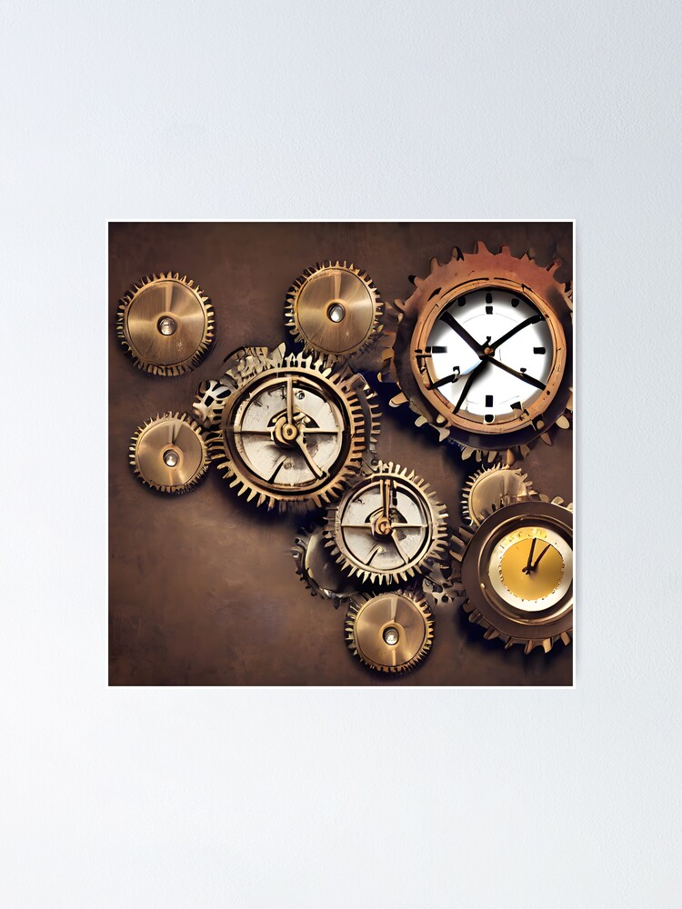 "Steampunk retro background with gears and clocks on rusty metal ...