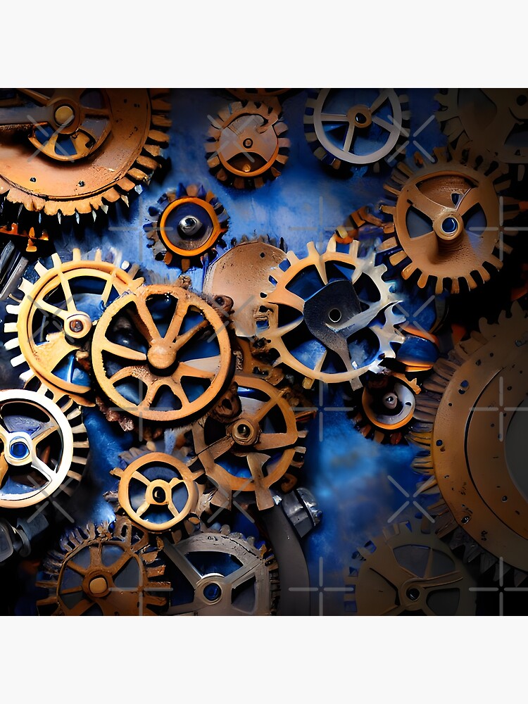 "Steampunk retro background with gears and clocks on rusty metal ...