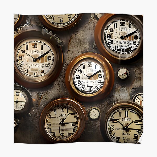 "Steampunk retro background with gears and clocks on rusty metal ...