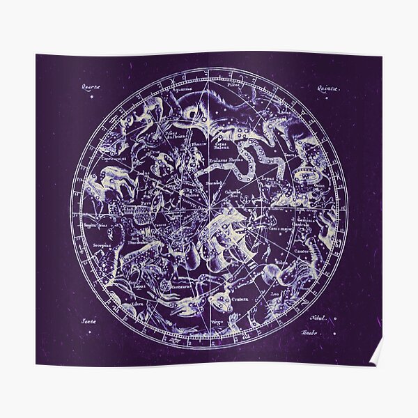 "Zodiac Star Sign Constellation Map | Nightshade" Poster for Sale by ...