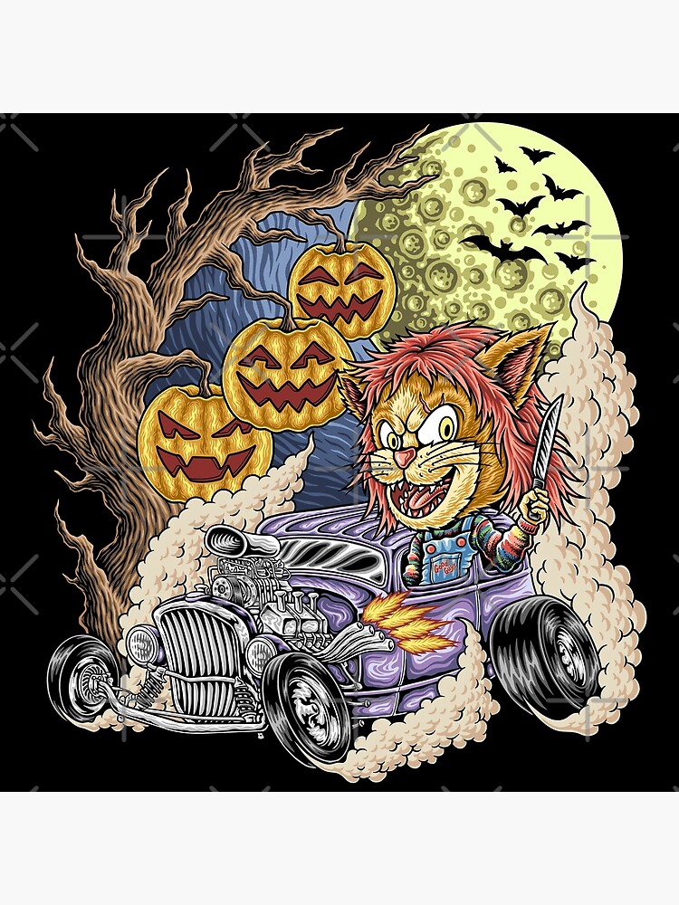 "Chucky Cat Doll Driving To The Halloween Party" Poster for Sale by Edi ...