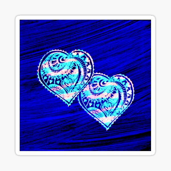 "Two Hearts on Blue" Sticker for Sale by Heatherian | Redbubble