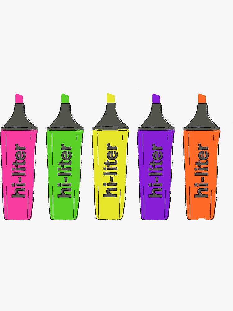 "Neon highlighter pens" Sticker for Sale by Cheekyleopard | Redbubble