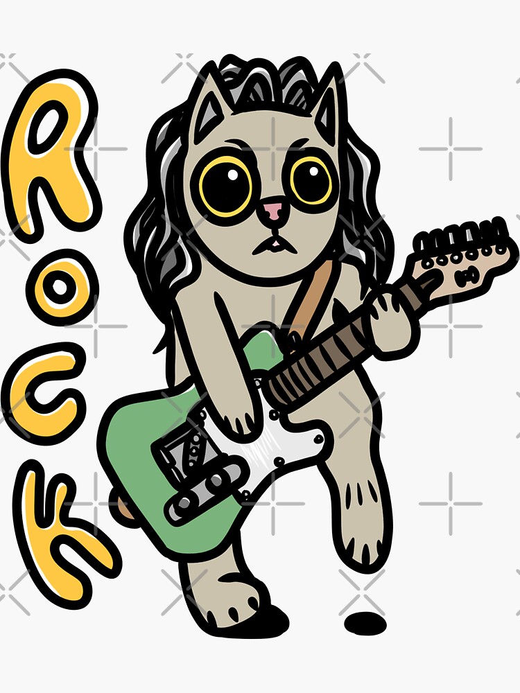 "Rock x Cat x Guitar x Cute" Sticker for Sale by Jiparaegi | Redbubble