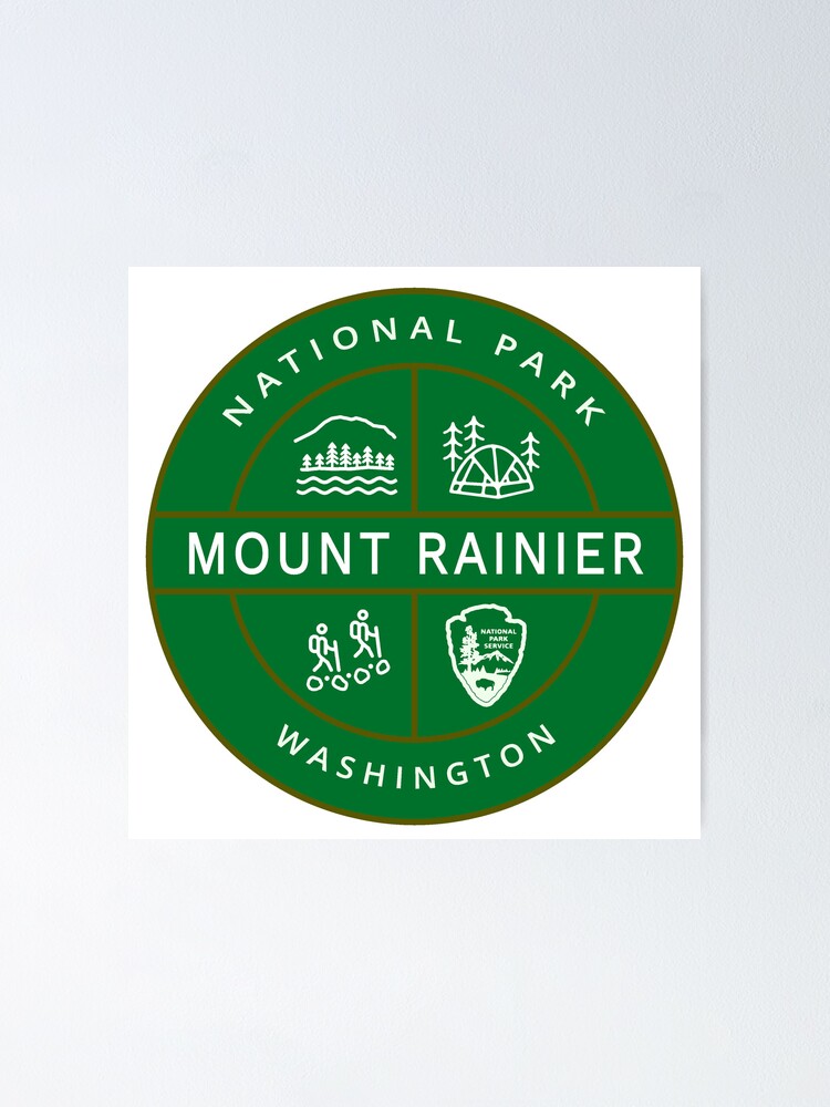 "Mount Rainier National Park Heraldic Logo" Poster for Sale by VanyaKar ...