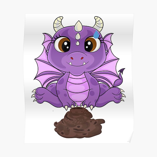 "Pooping Cute Dragon" Poster for Sale by PositiveMarket | Redbubble