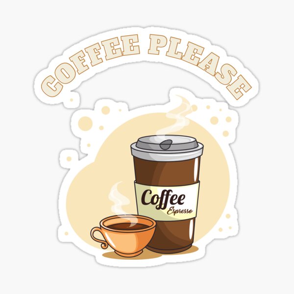 "Coffee please !" Sticker for Sale by Inkorporation | Redbubble