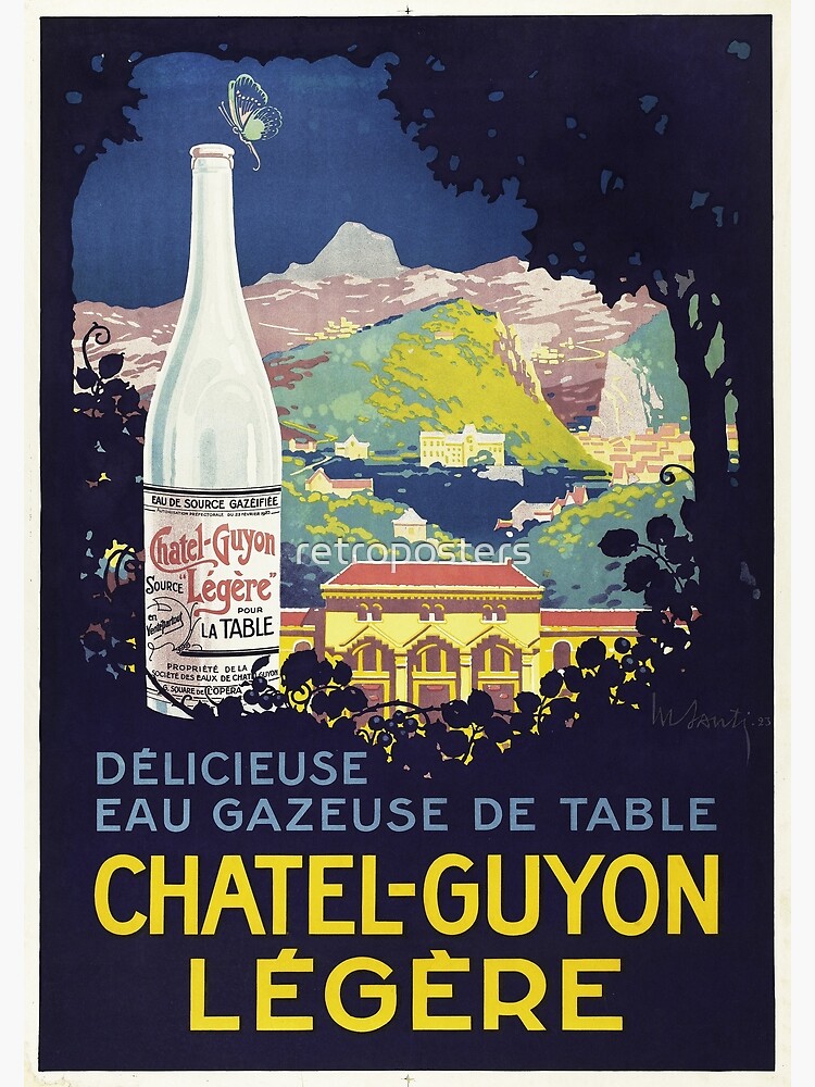 "CHATEL GUYON LEGERE Sparkling Mineral Water 1923 Vintage French Poster" Art Print for Sale by ...