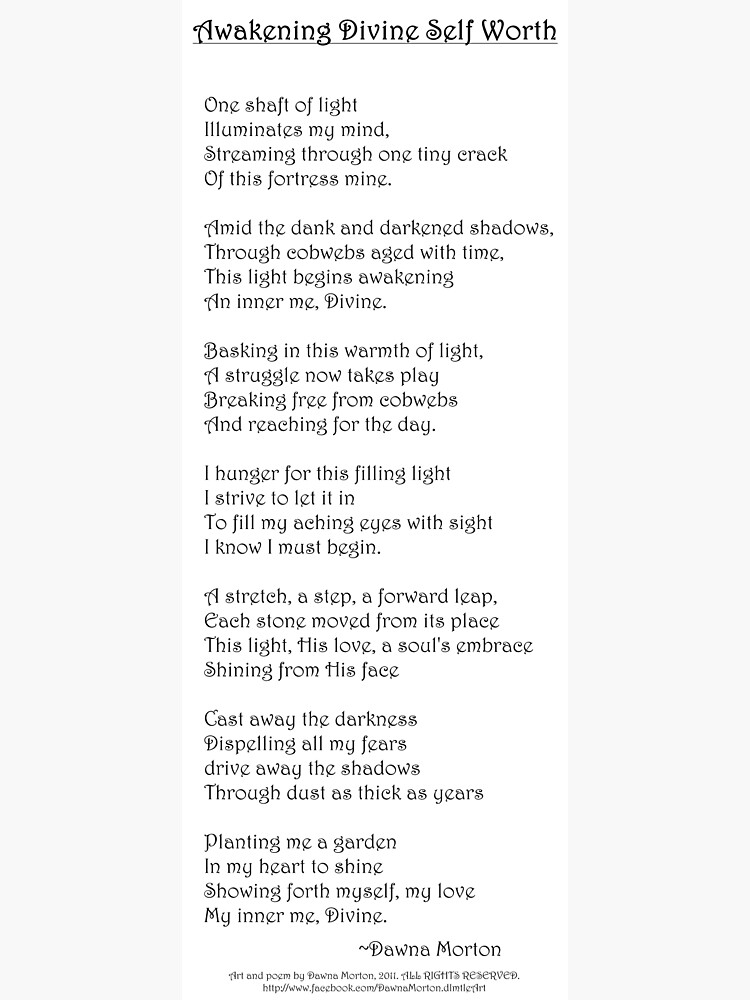 "Awakening Divine Self Worth poem" Poster for Sale by DlmtleArt | Redbubble