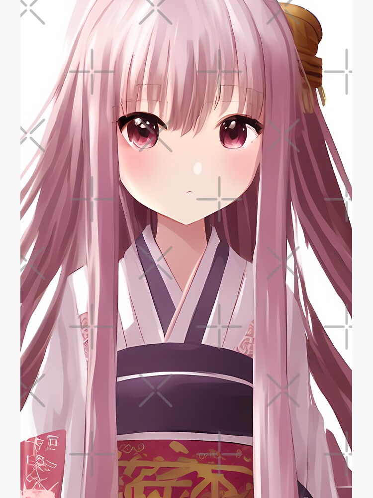 "cute kawaii blush shrine maiden, pink hair" Sticker for Sale by ...