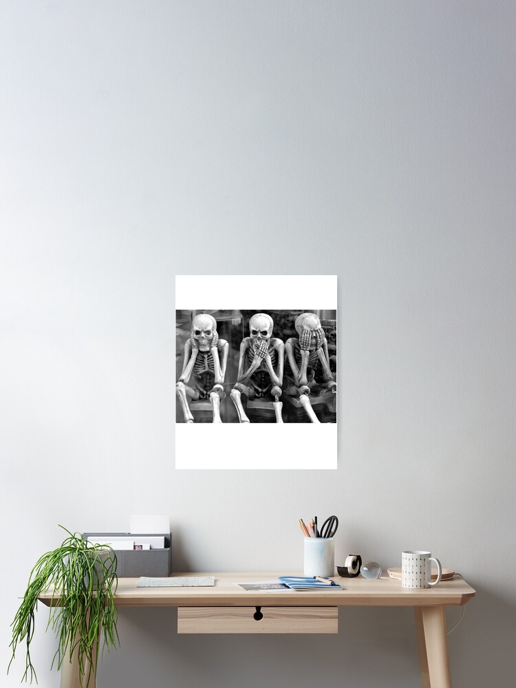 "Halloween Skeleton The Three Wise Monkeys Blind Deaf Mute Scary Vibes ...