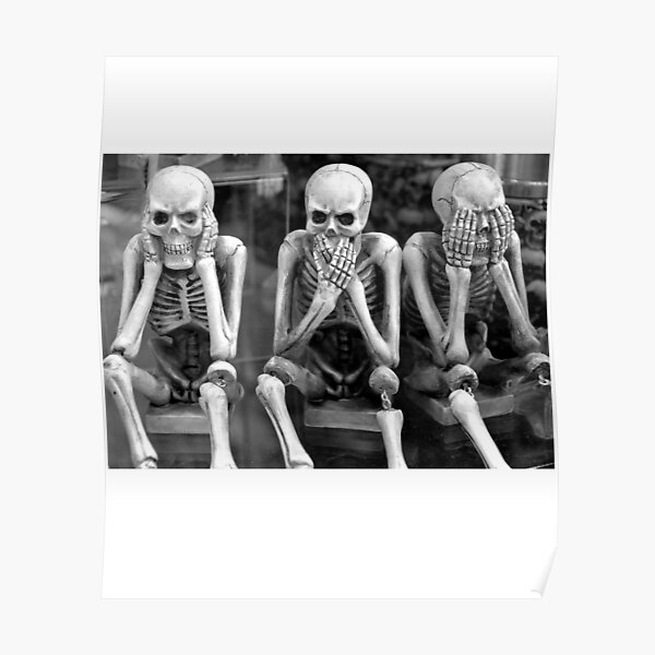 "Halloween Skeleton The Three Wise Monkeys Blind Deaf Mute Scary Vibes ...