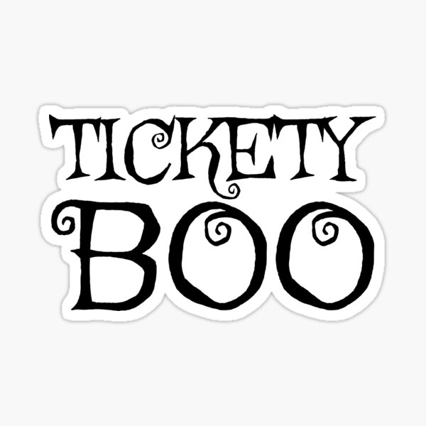 "TICKETY BOO in black at JaCorin" Sticker for Sale by JaCorin | Redbubble