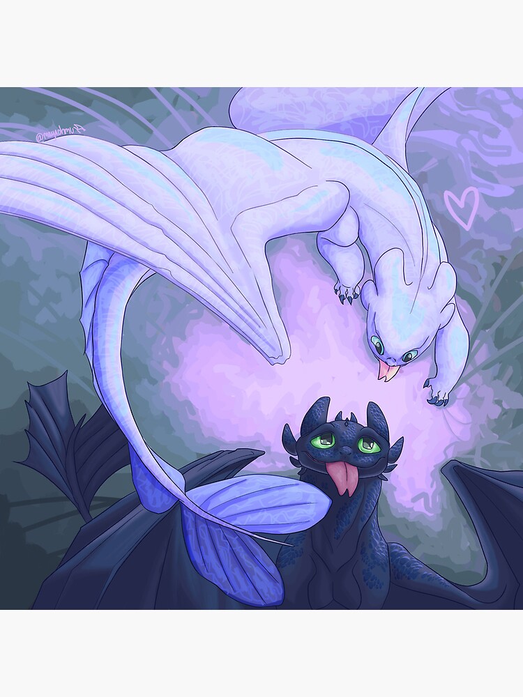 "Toothless and the Light Fury Illustration" Art Print for Sale by maya ...