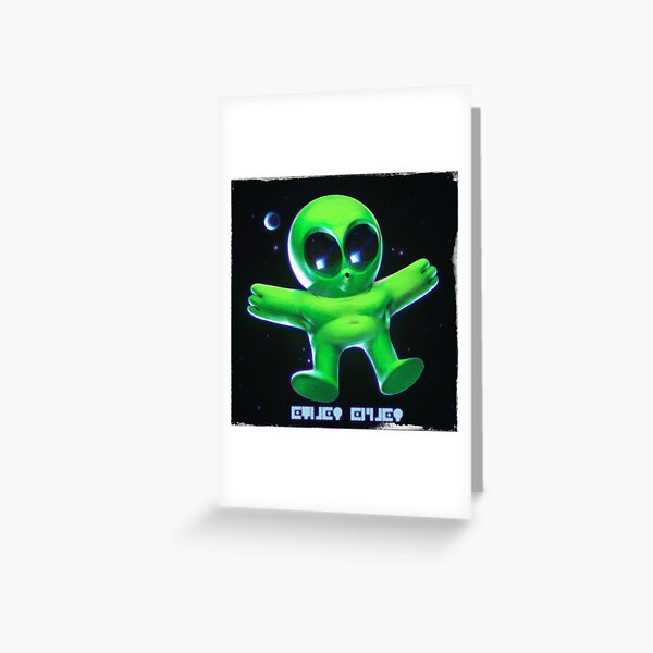 "Green Alien Goober Bogos Binted Gunga Ginga" Greeting Card for Sale by ...