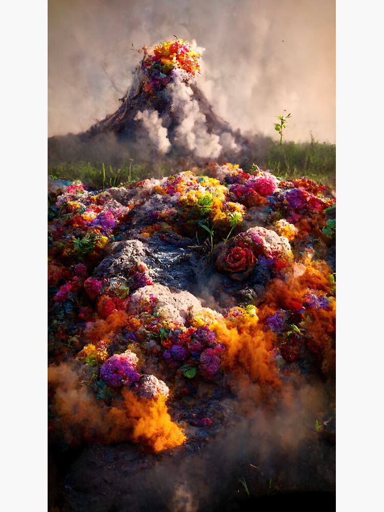 "Flower Volcano 11" Sticker for Sale by AiBroughtToLife | Redbubble
