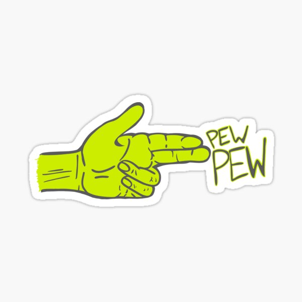 "pew pew" Sticker for Sale by Art-of-leevay | Redbubble