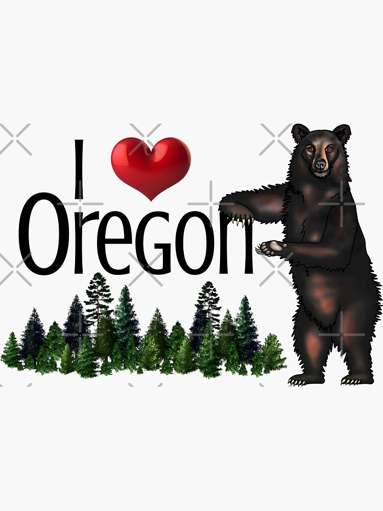Pegatina «Amo el oso de Oregón, el oso negro del noroeste del Pacífico ...