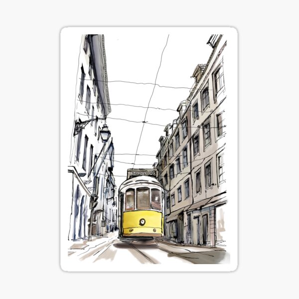 "Lisbon Tram: Estrela 28" Sticker for Sale by Lay-inc | Redbubble