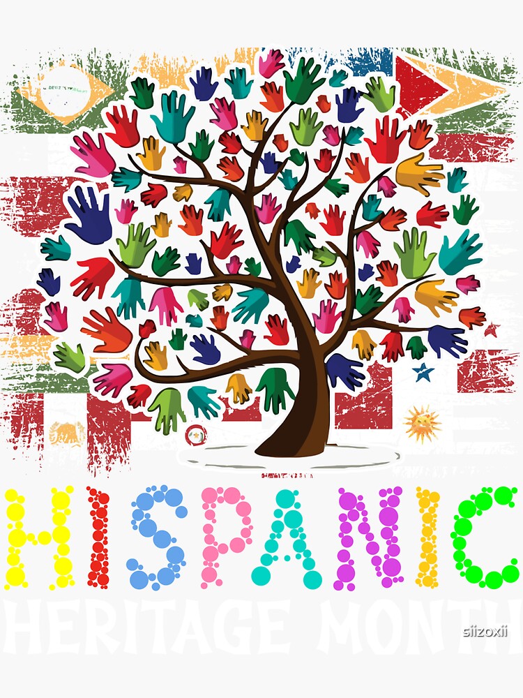 "Hand Flag Tree Root Latino National Hispanic Heritage Month " Sticker ...