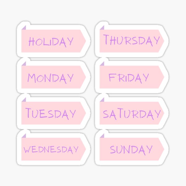 "Days Of Week In Pink & Purple " Sticker for Sale by Sky15-Designs ...