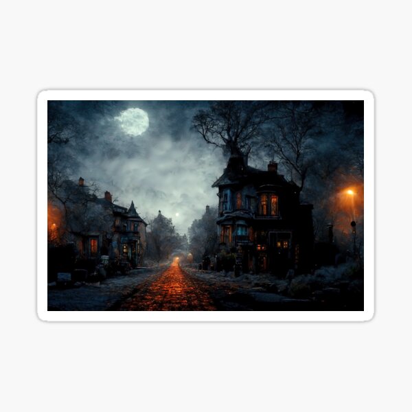 "Horror house for Halloween. Old American type wooden house" Sticker ...