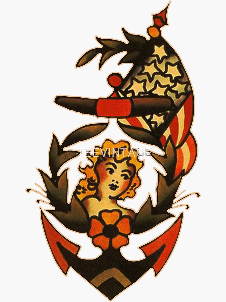 "Sailor Jerry Mermaid" Sticker for Sale by TEEVINTAGE | Redbubble