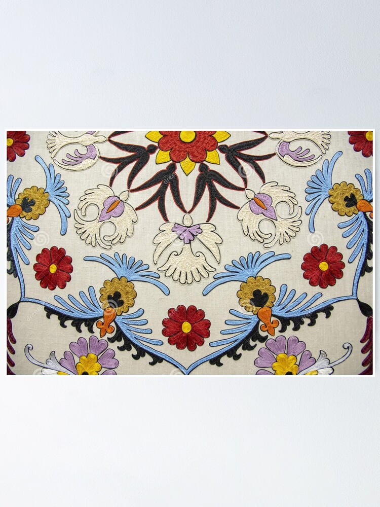 "Uzbek traditional Suzani design, Uzbekistan" Poster for Sale by ...
