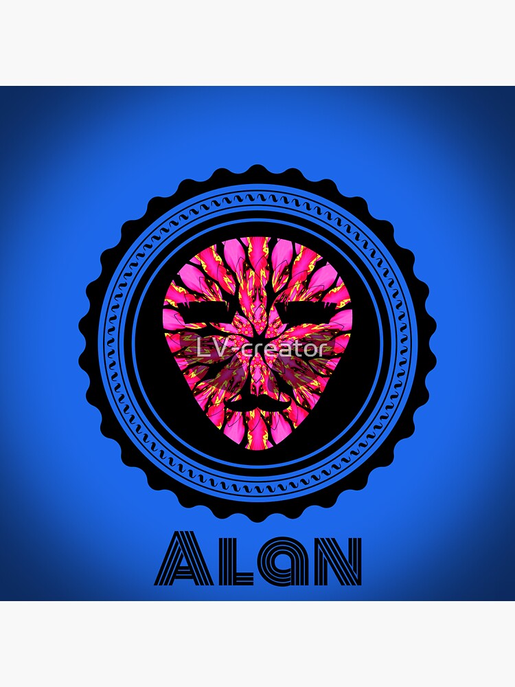 "First Name - Funny Mustache Alien - Alan" Sticker for Sale by LV ...