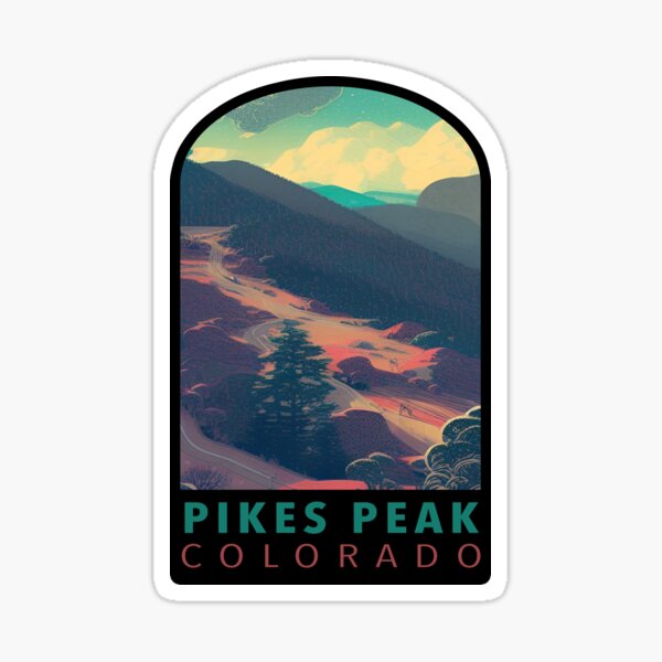 "Retro Travel Pikes Peak Colorado" Sticker for Sale by CattlettArt ...