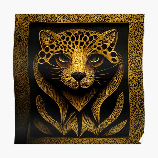 "Cheetah in gold" Poster for Sale by Heba-DF | Redbubble