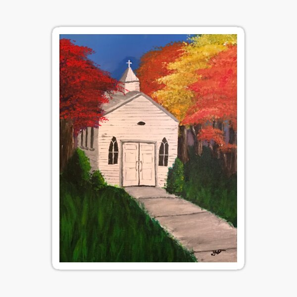 "Little White Church" Sticker for Sale by DGT-designs | Redbubble