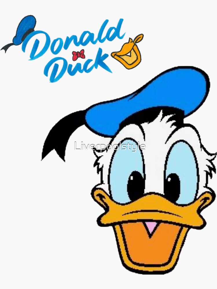 Pegatina «Cara feliz del pato Donald, pato Donald, cara del pato Donald ...