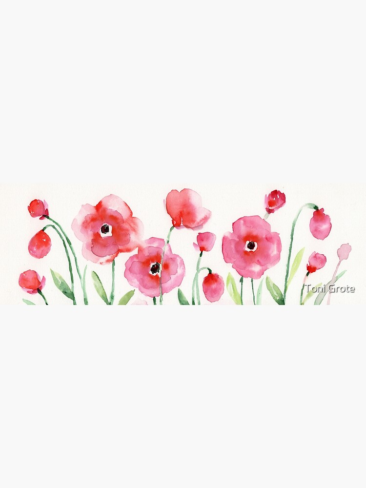"Cute Pink Poppies Fun Flowers Watercolor Painting" Poster for Sale by ...