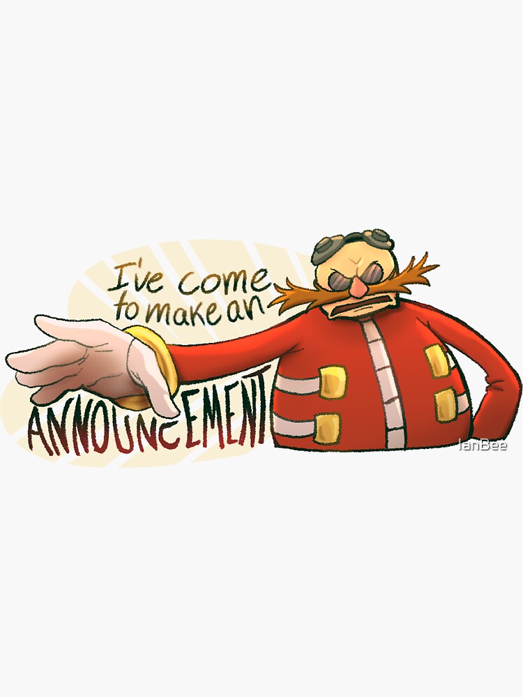 "(OLD) eggman - I've come to make an announcement" Sticker for Sale by ...