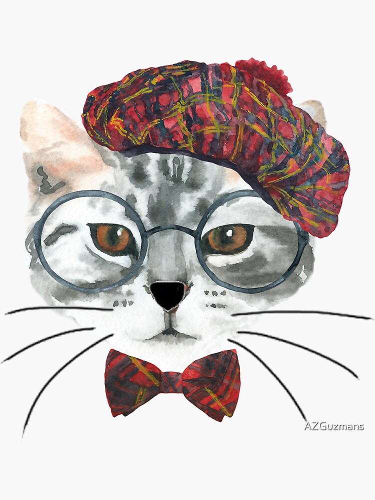 "Geek Nerd Funny Nerdy Cat" Sticker by AZGuzmans | Redbubble
