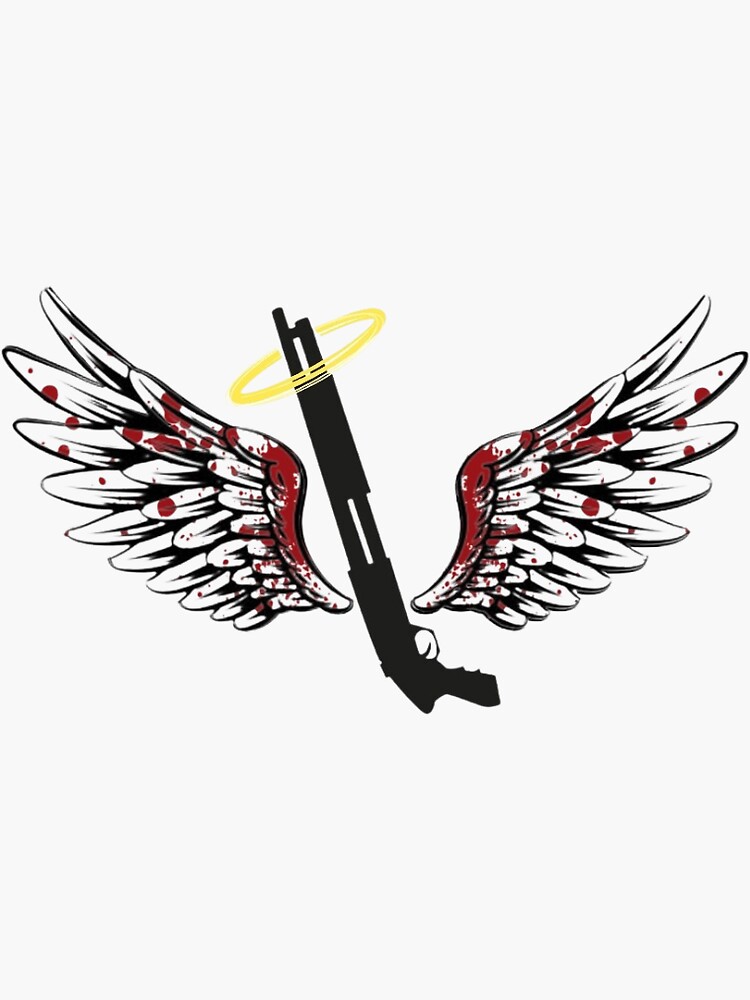 "Angel w/ a Shotgun - bloody 1" Sticker for Sale by Aleriya | Redbubble