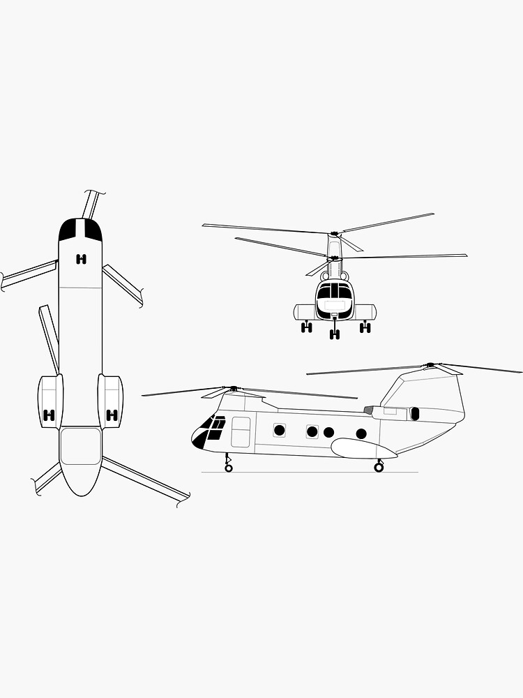 "Chinook line drawing" Sticker by cornmac | Redbubble