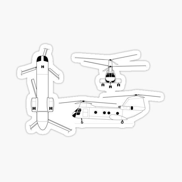 "Chinook line drawing" Sticker by cornmac | Redbubble