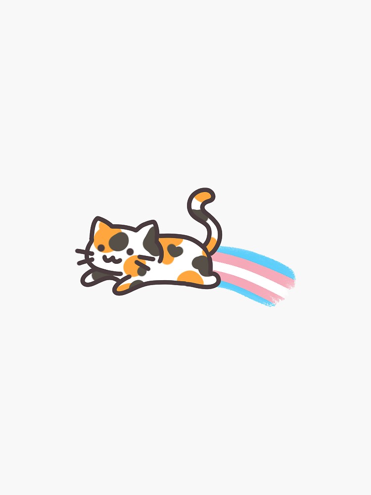 "Calico Cat Rainbow - Transgender Flag" Sticker for Sale by korialis ...