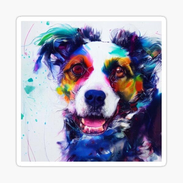 "Abstract painting of a cute dog" Sticker for Sale by ArchiesGallery ...