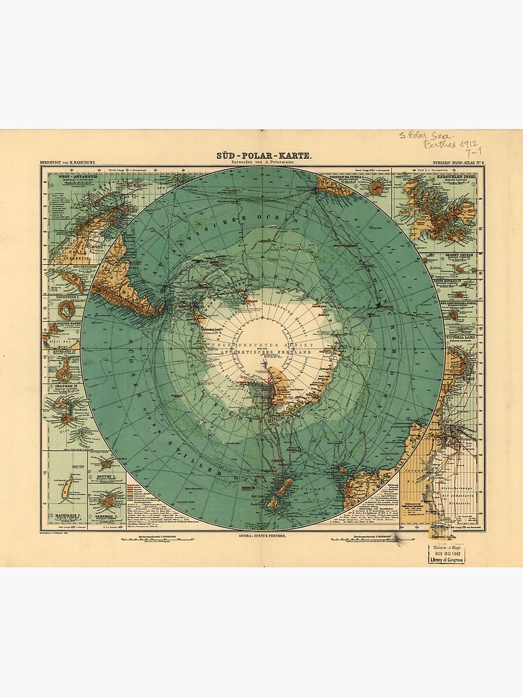 "Map of Antarctica from 1912 (Süd-Polar-Karte)" Poster for Sale by ...
