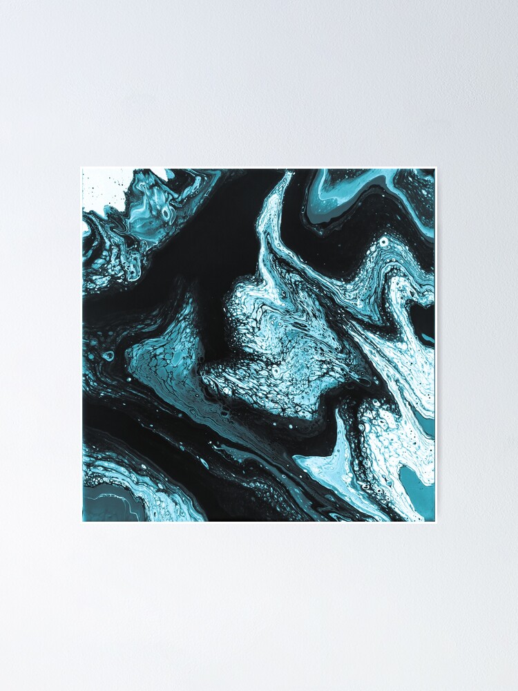 "Inverted Light Blue Wavy Acrylic Pour Art " Poster for Sale by ...