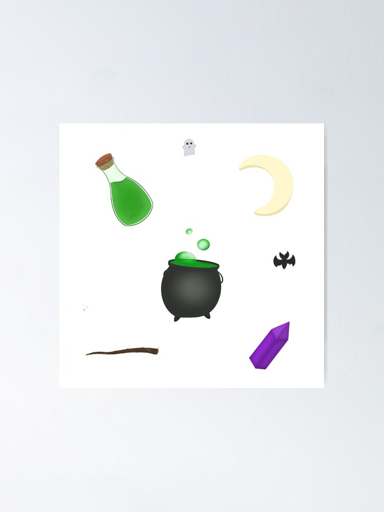 "Halloween Witch Themed Stickers" Poster for Sale by SnowflakeWolfie ...