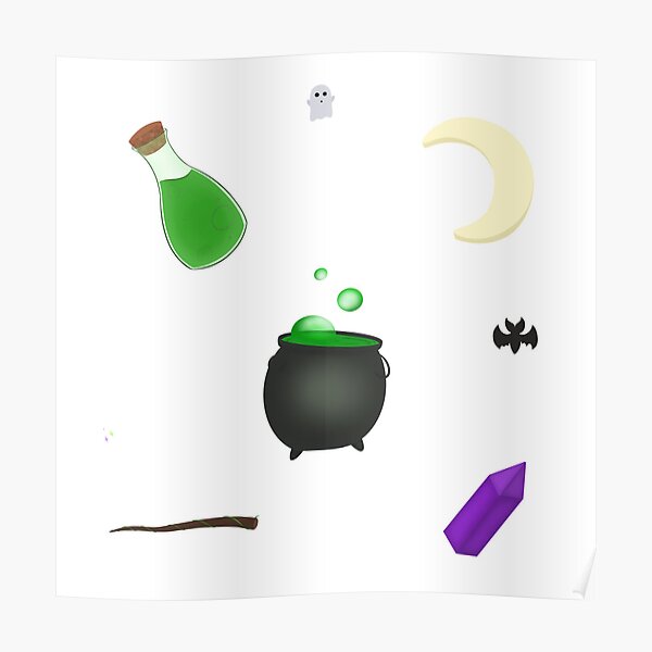 "Halloween Witch Themed Stickers" Poster for Sale by SnowflakeWolfie ...