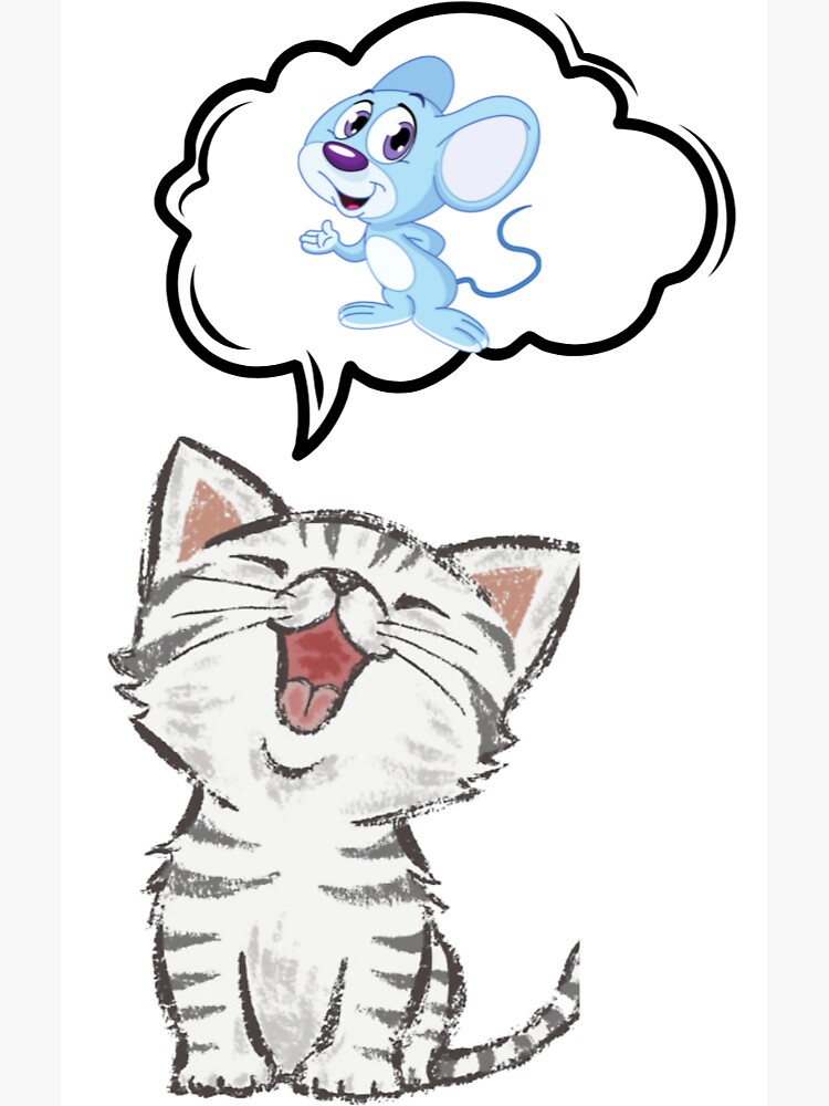 "Cat thinking about a mouse " Sticker for Sale by Apollodesing | Redbubble